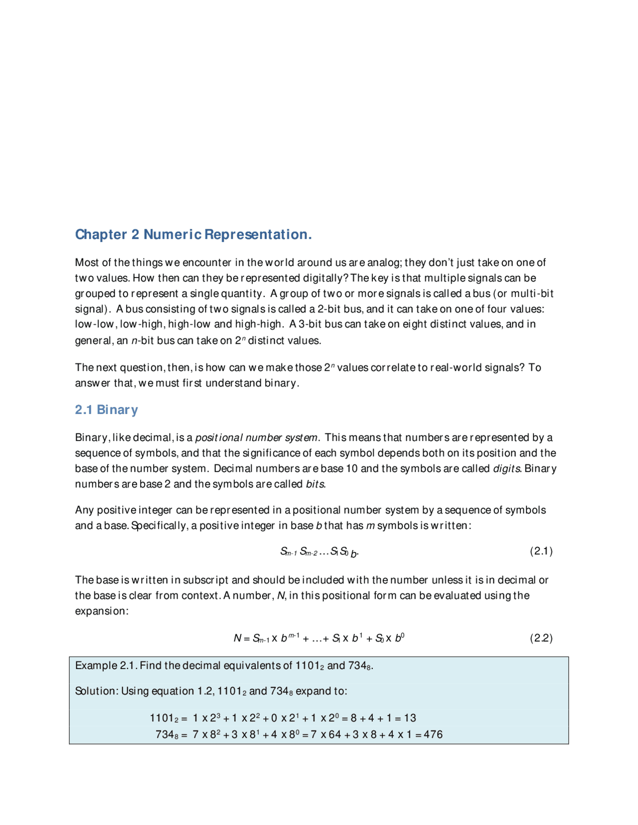 Chapter 2 Numeric Representation. | Exams Number Theory | Docsity