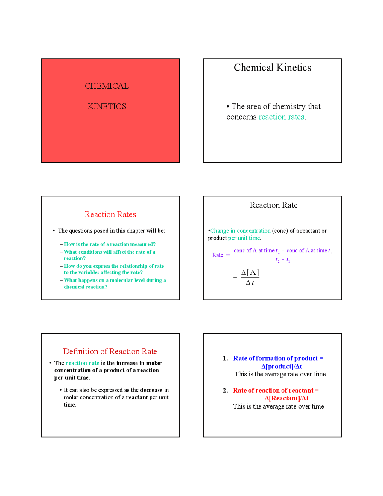 Chemical Kinetics Lecture Notes Chemical Kinetics Docsity