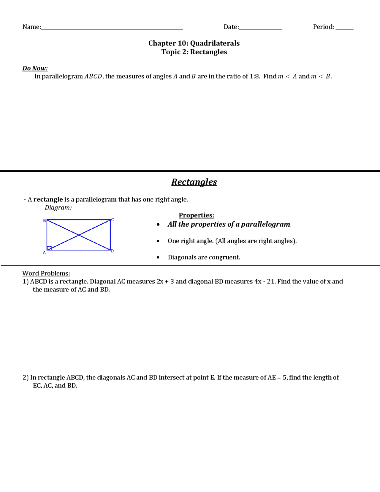 Rectangles | Slides Analytical Geometry | Docsity