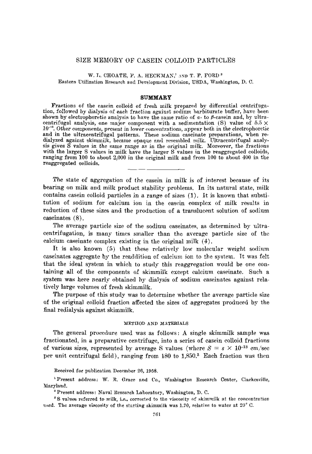 Size Memory of Casein Colloid Particles | Slides Astrophysics | Docsity
