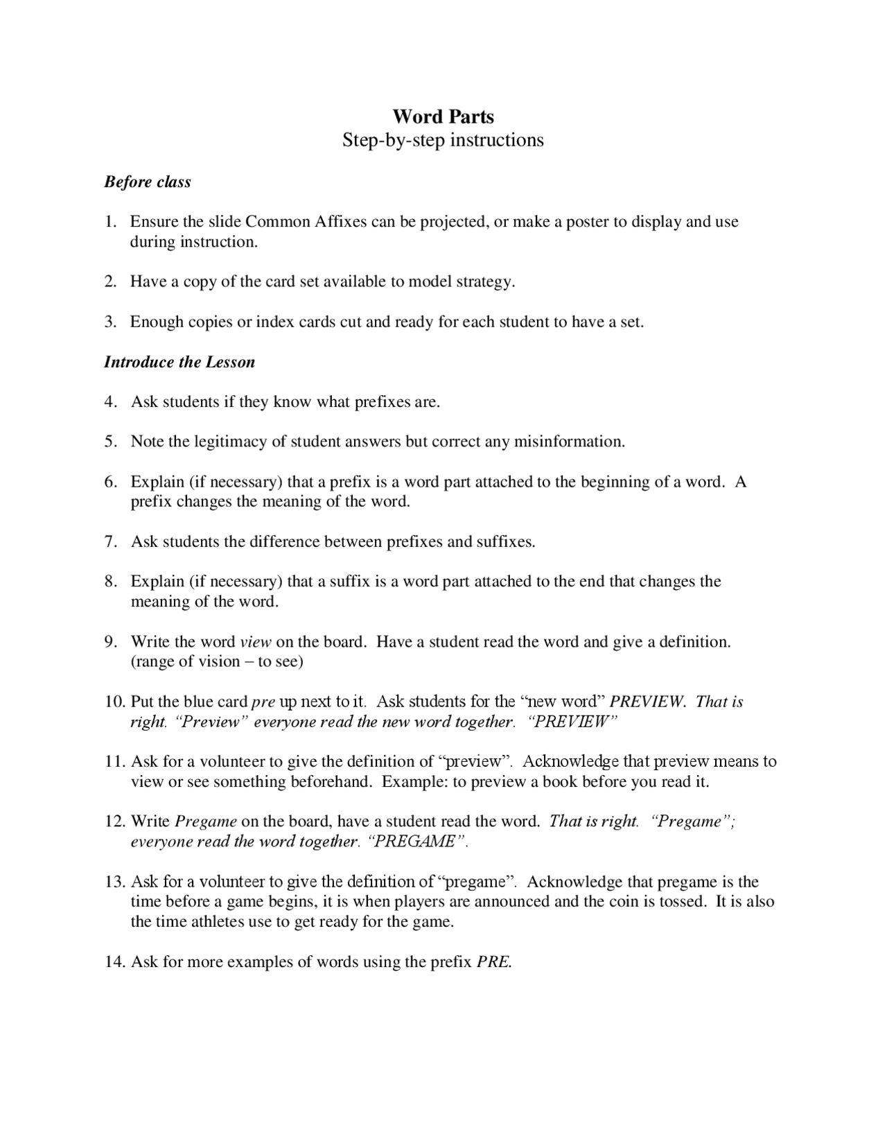 Word Parts Step-by-step instructions | Study notes Grammar and ...