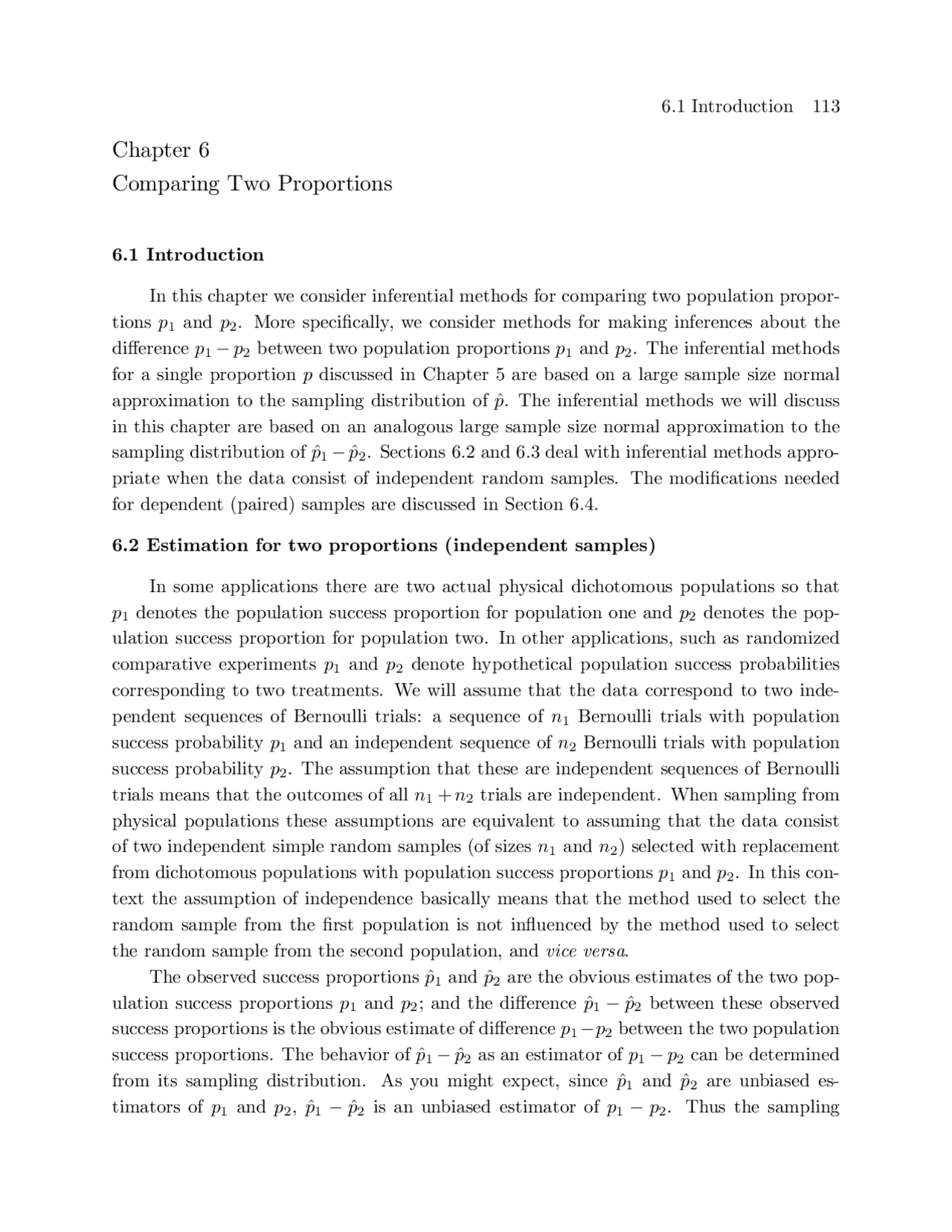 Chapter 6 Comparing Two Proportions Slides Law Docsity