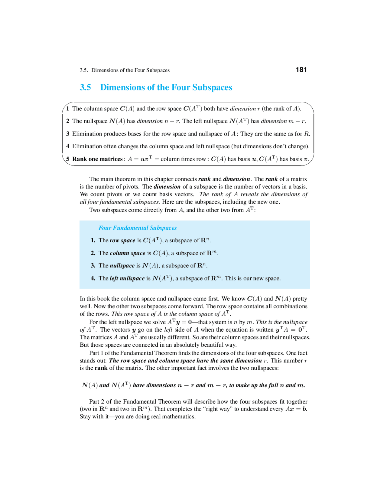 3.5 Dimensions of the Four Subspaces | Schemes and Mind Maps ...