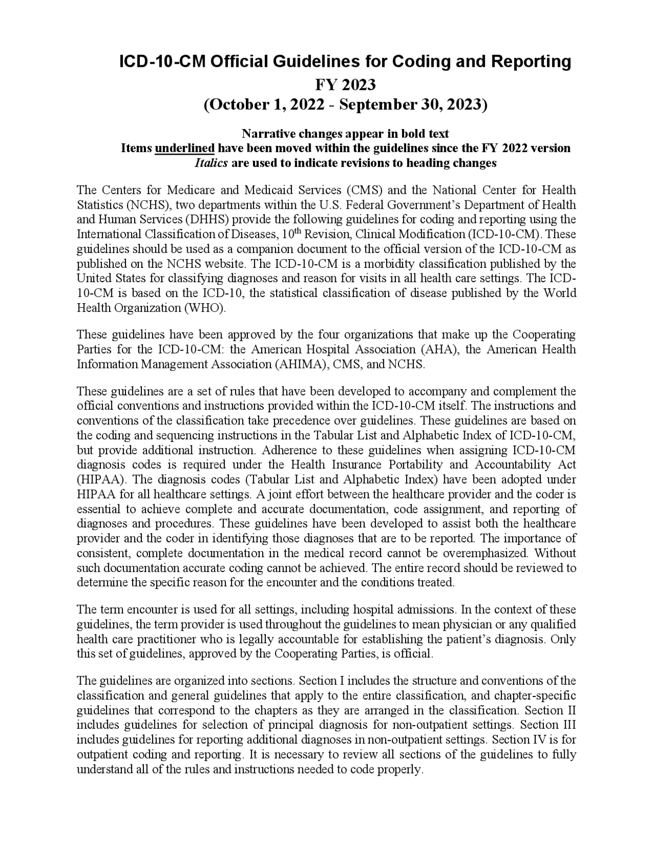 ICD-10-CM Guidelines FY 2023 | Study notes History | Docsity