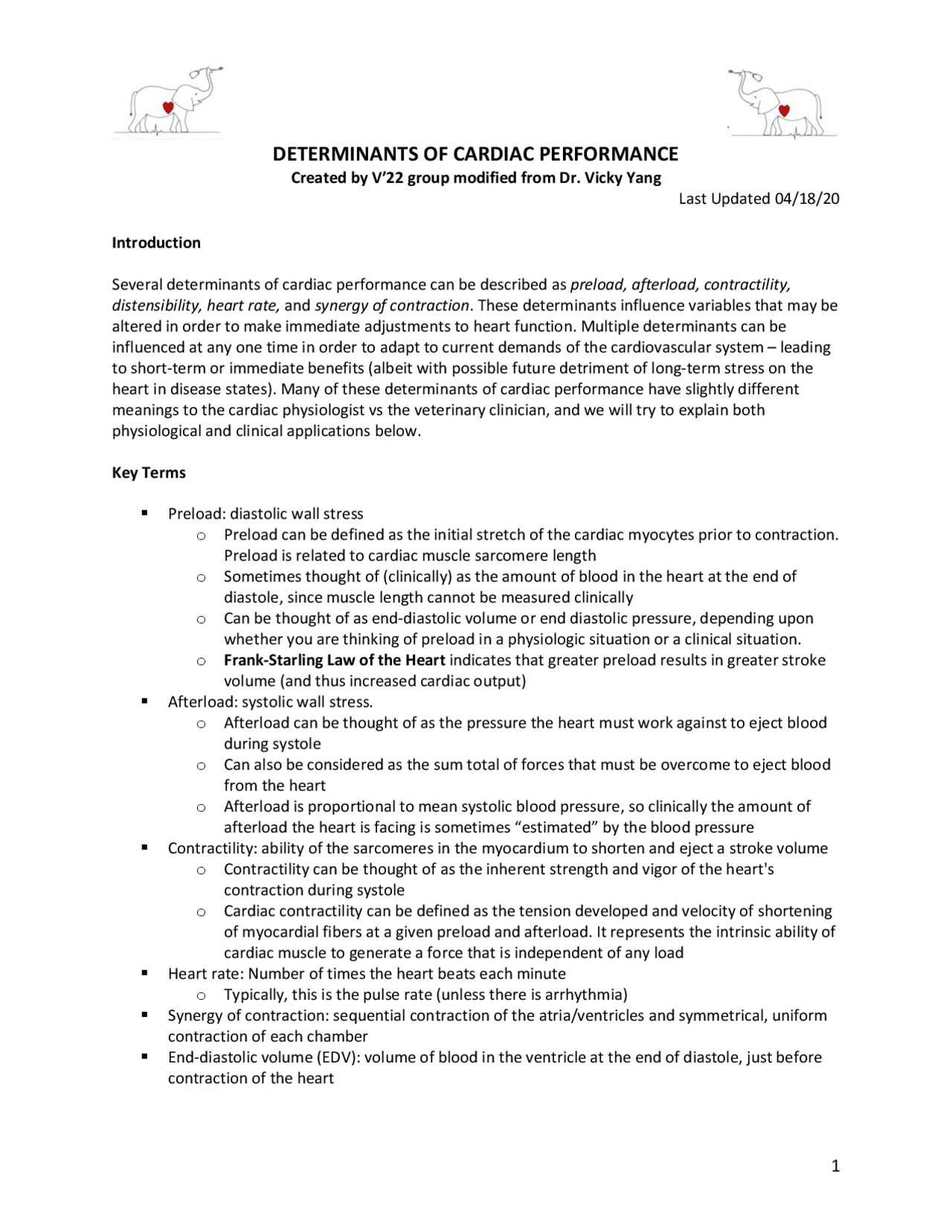 DETERMINANTS OF CARDIAC PERFORMANCE | Exercises Law | Docsity