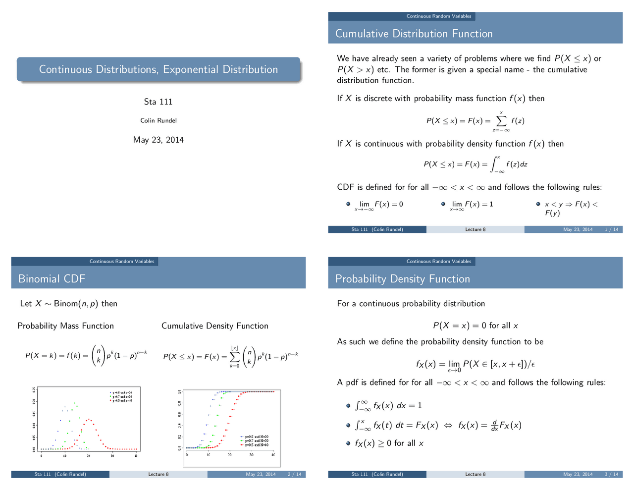 Continuous Distributions, Exponential Distribution | Exams Elementary Mathematics | Docsity