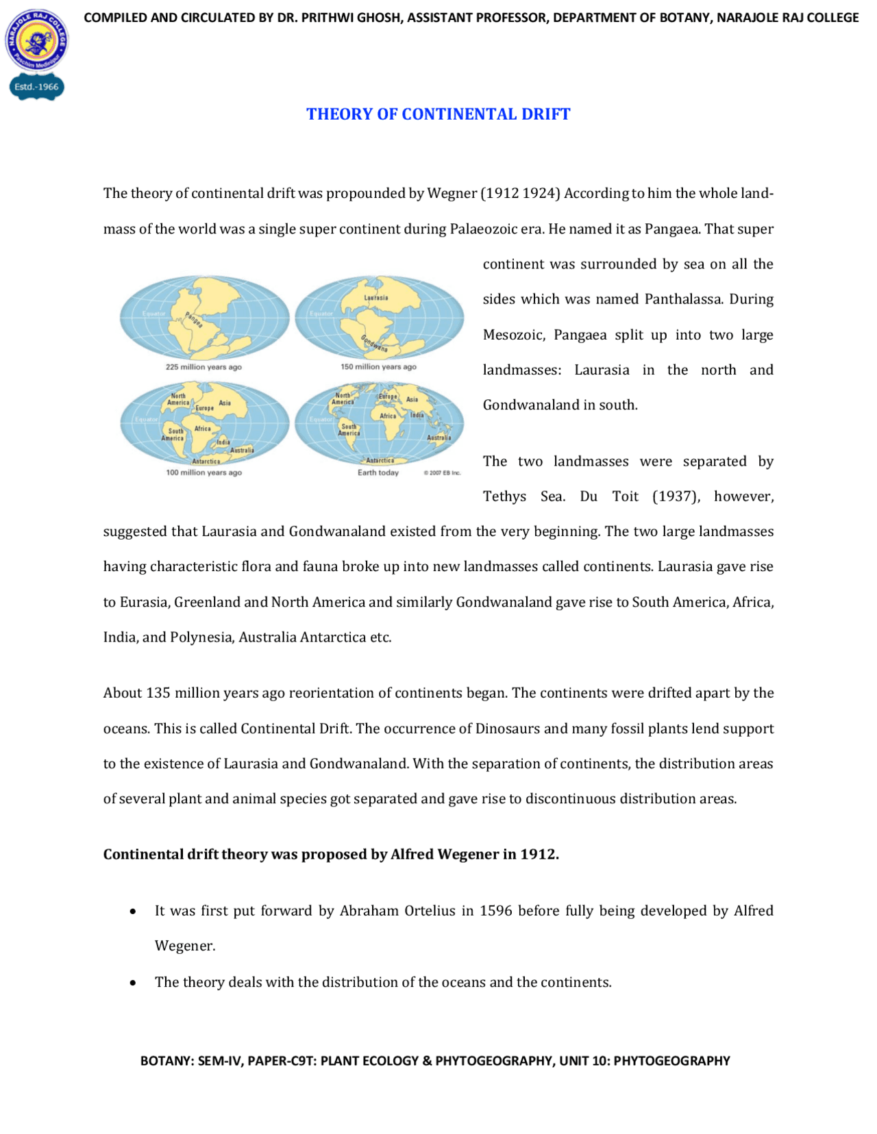 Continental Drift Theory: Evidence, Forces, and Drawbacks | Study notes ...