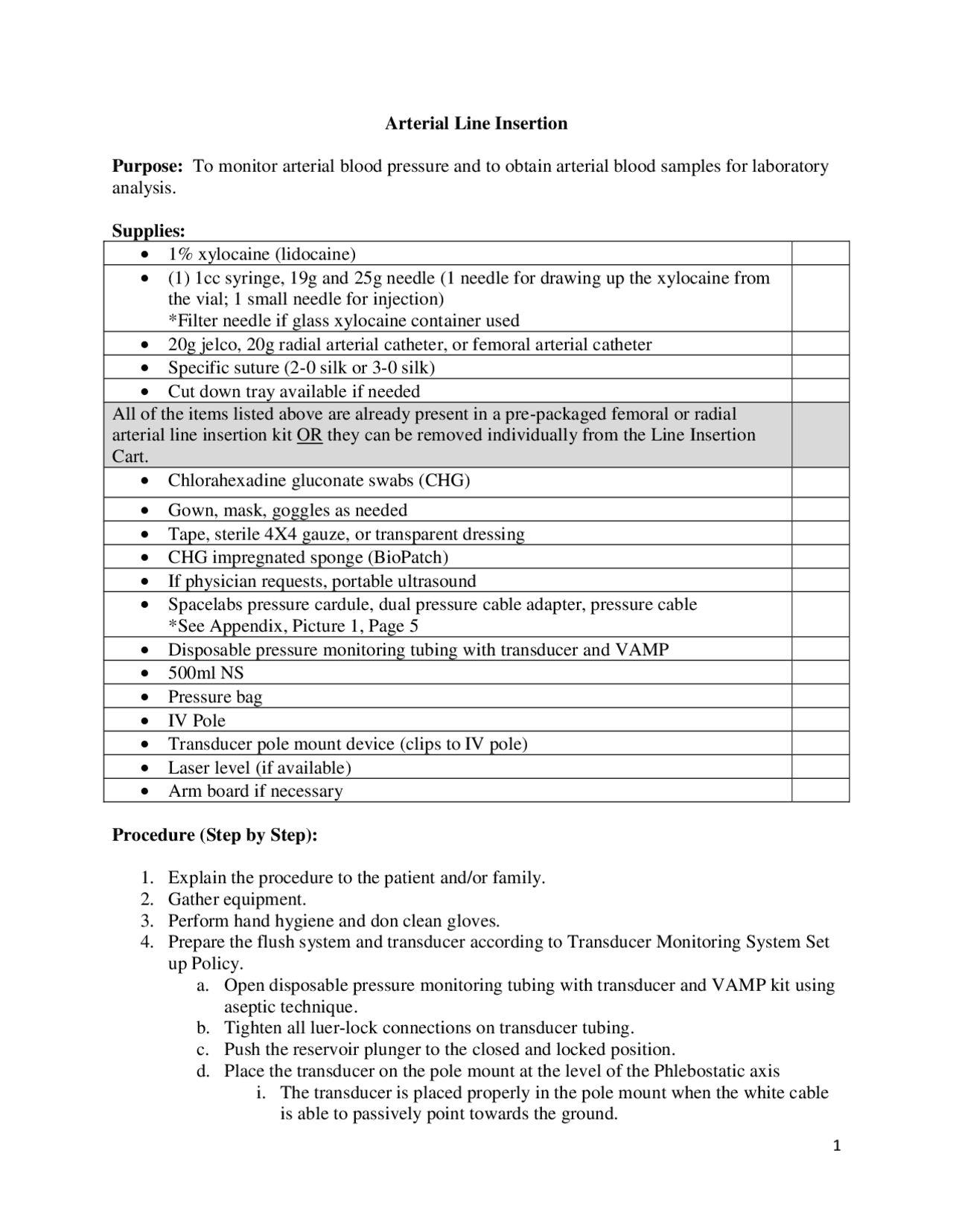 Arterial Line Insertion Purpose | Study notes Human Biology | Docsity