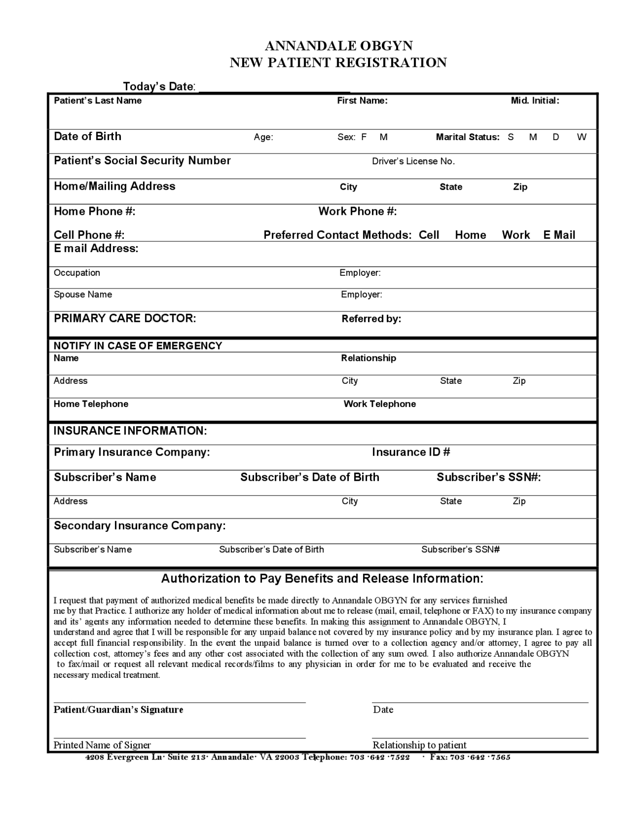ANNANDALE OBGYN NEW PATIENT REGISTRATION | Study notes Medical Records ...
