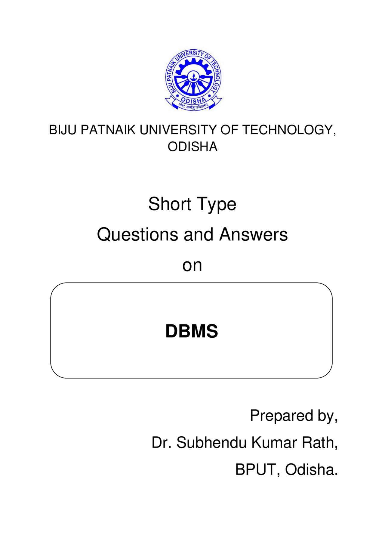 Short Type Questions and Answers on DBMS | Exercises Process Control ...