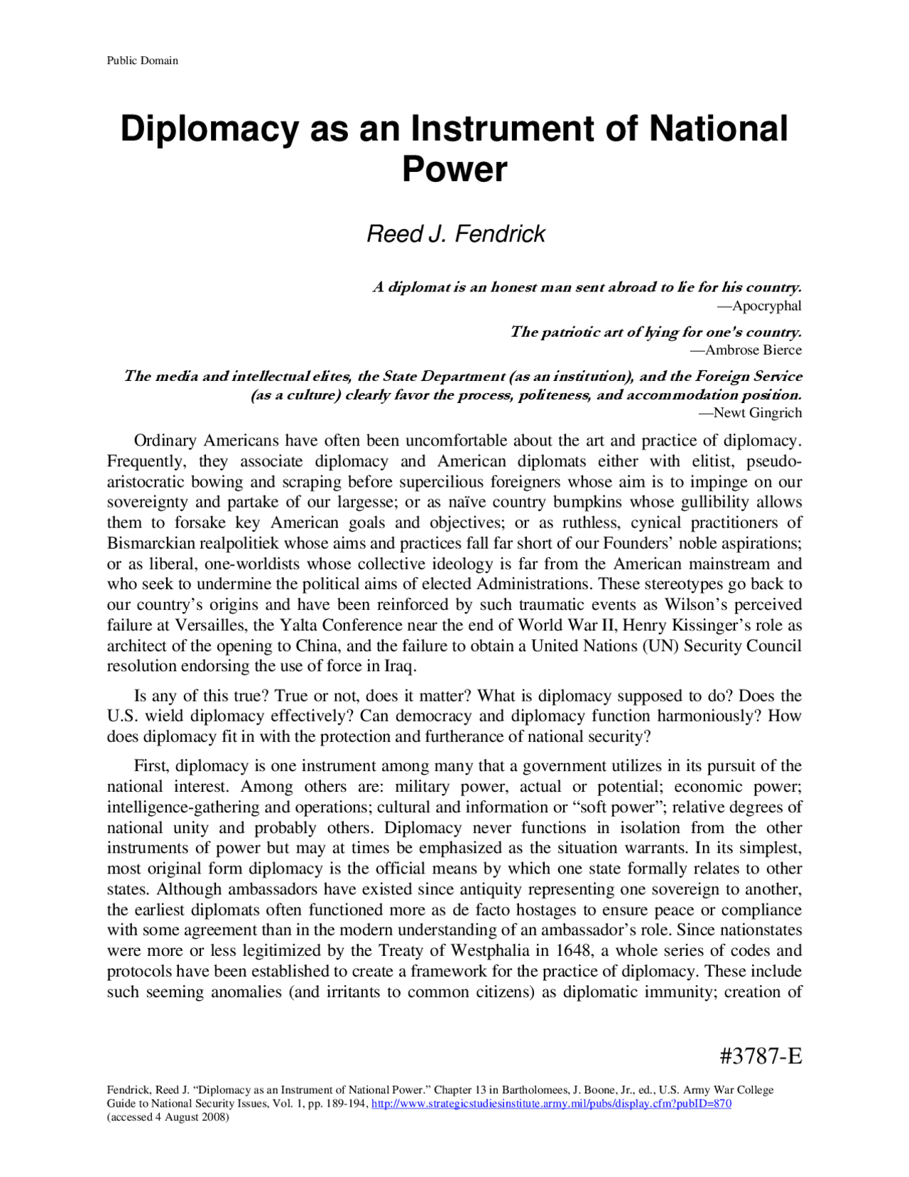 Diplomacy as an Instrument of National Power | Schemes and Mind Maps ...
