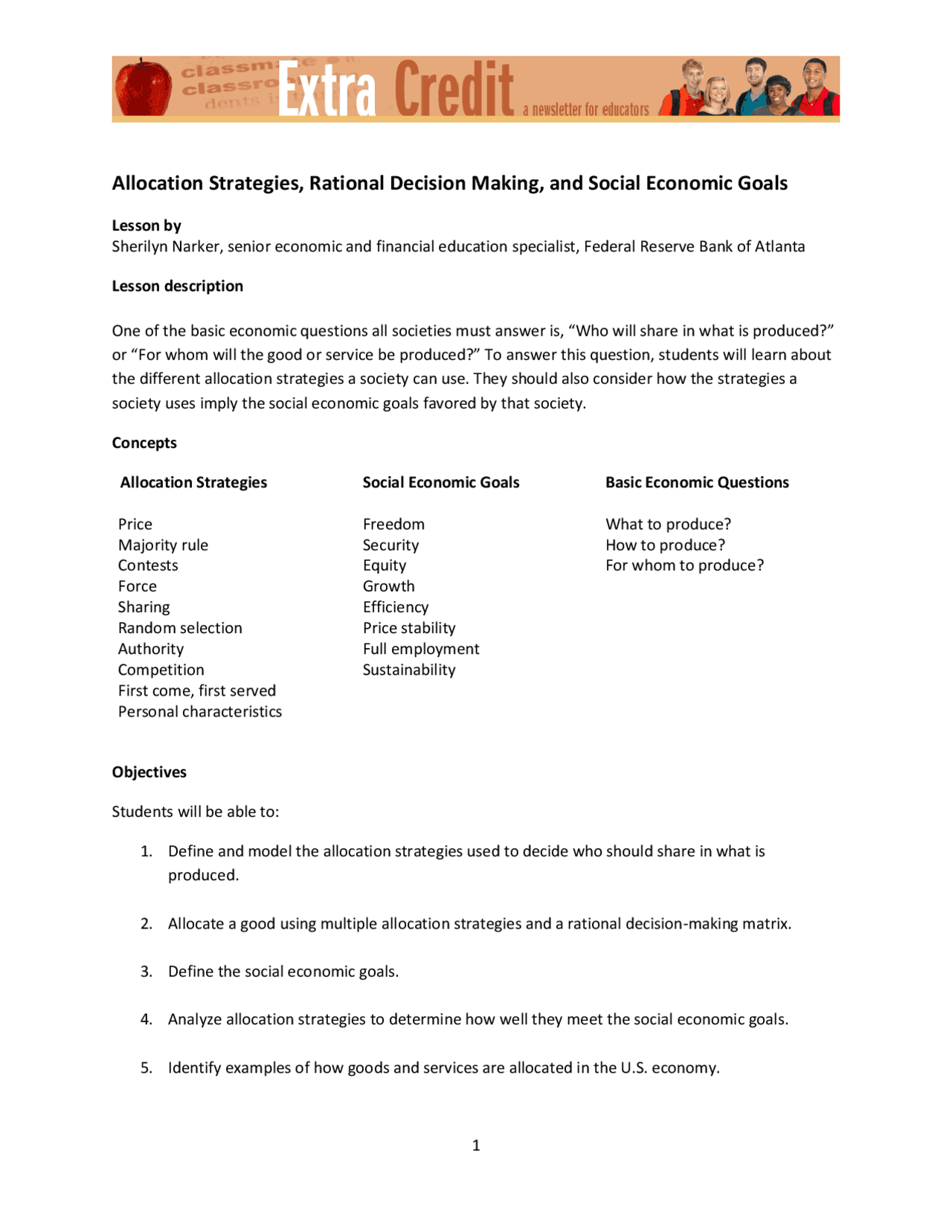 Allocation Strategies, Rational Decision Making, and Social ...