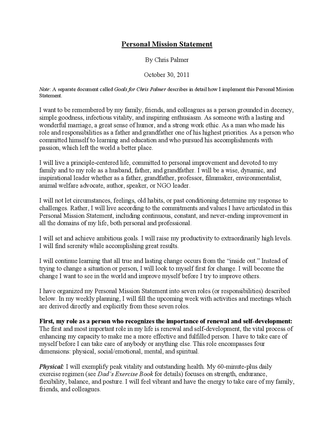 Personal Mission Statement | Slides Technical Writing | Docsity