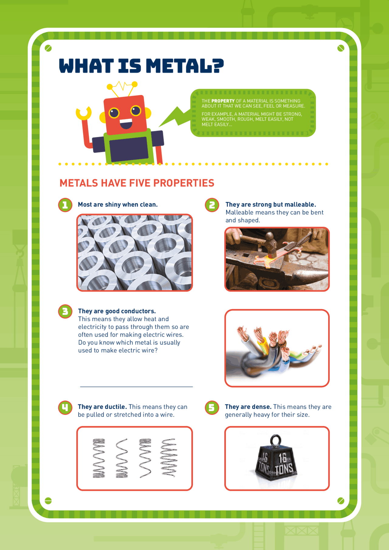 METALS HAVE FIVE PROPERTIES | Study notes Construction | Docsity