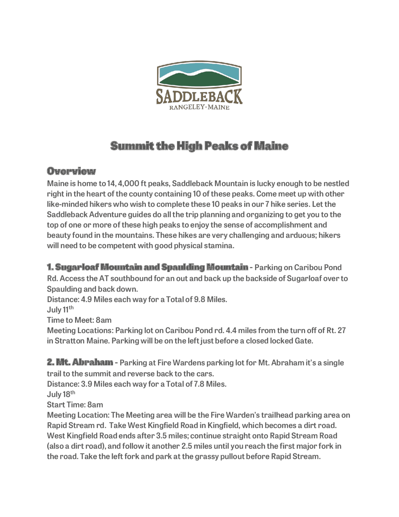 Summit the High Peaks of Maine | Study notes Geography | Docsity
