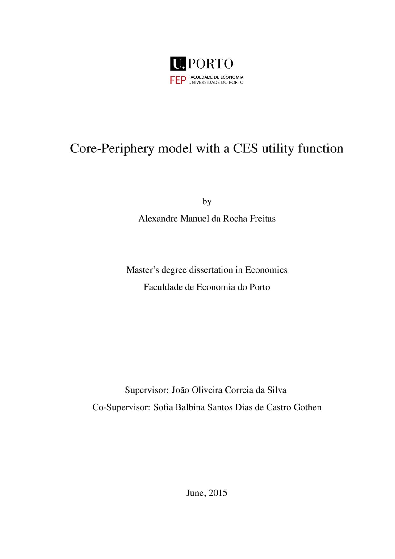 Core Periphery Model With A Ces Utility Function Summaries Economic