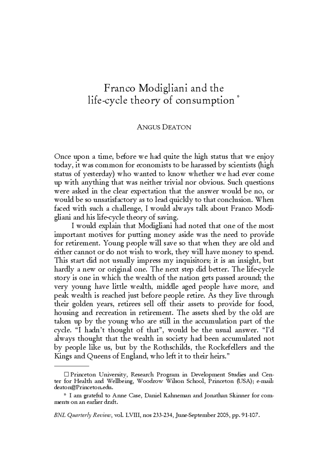Franco Modigliani and the life-cycle theory of consumption* | Slides ...