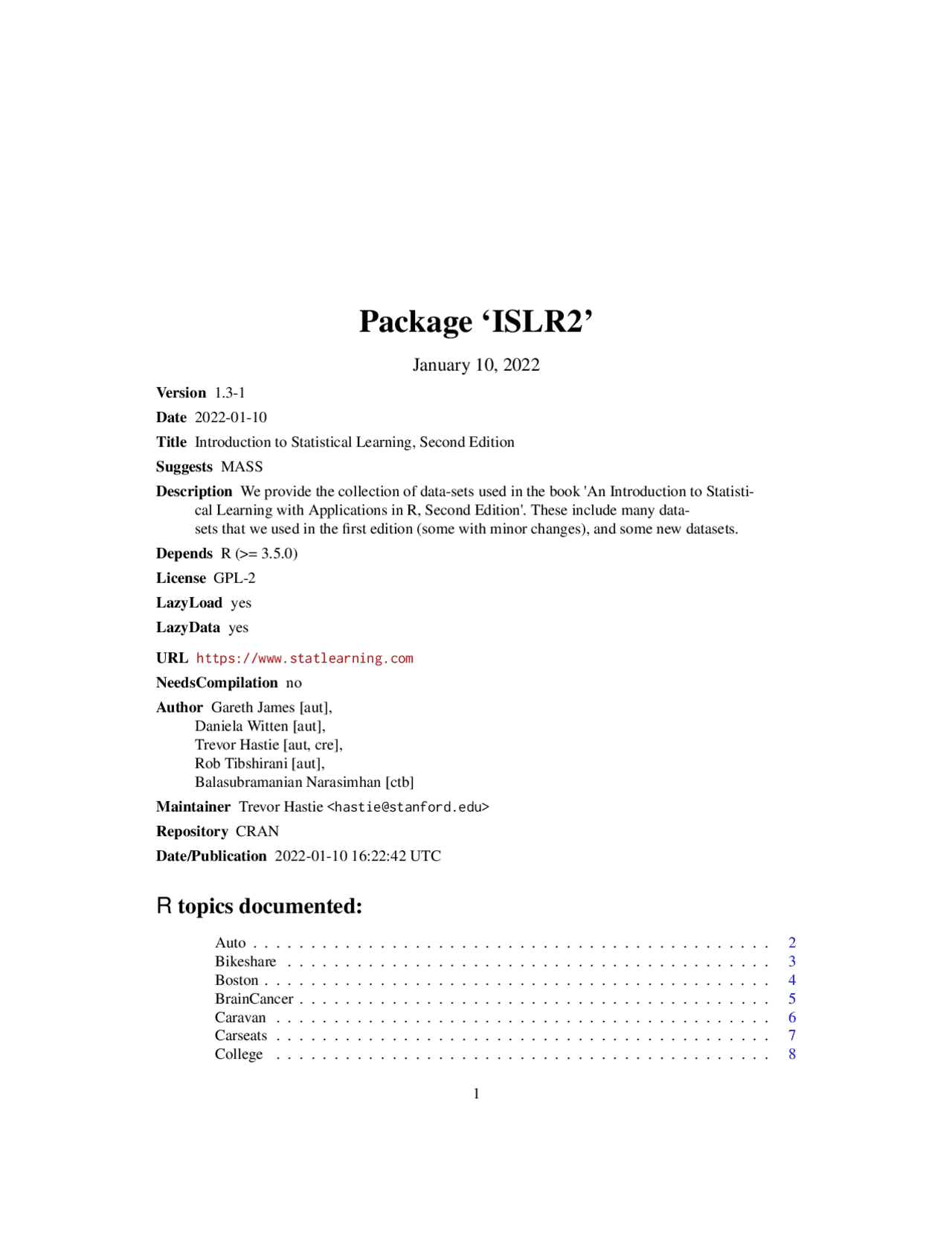 ISLR2: Introduction to Statistical Learning, Second Edition | Slides ...