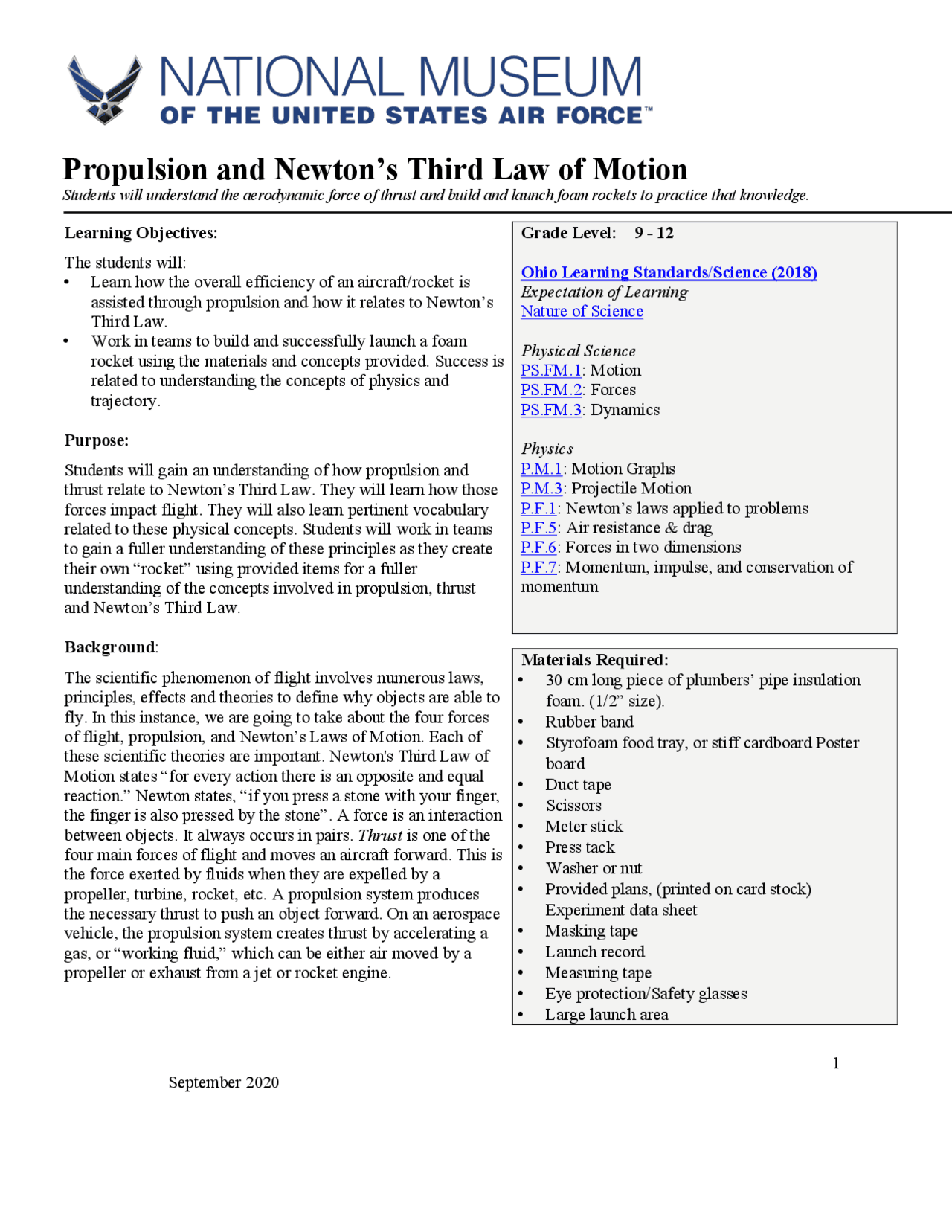 Propulsion and Newton's Third Law of Motion | Study notes Law | Docsity