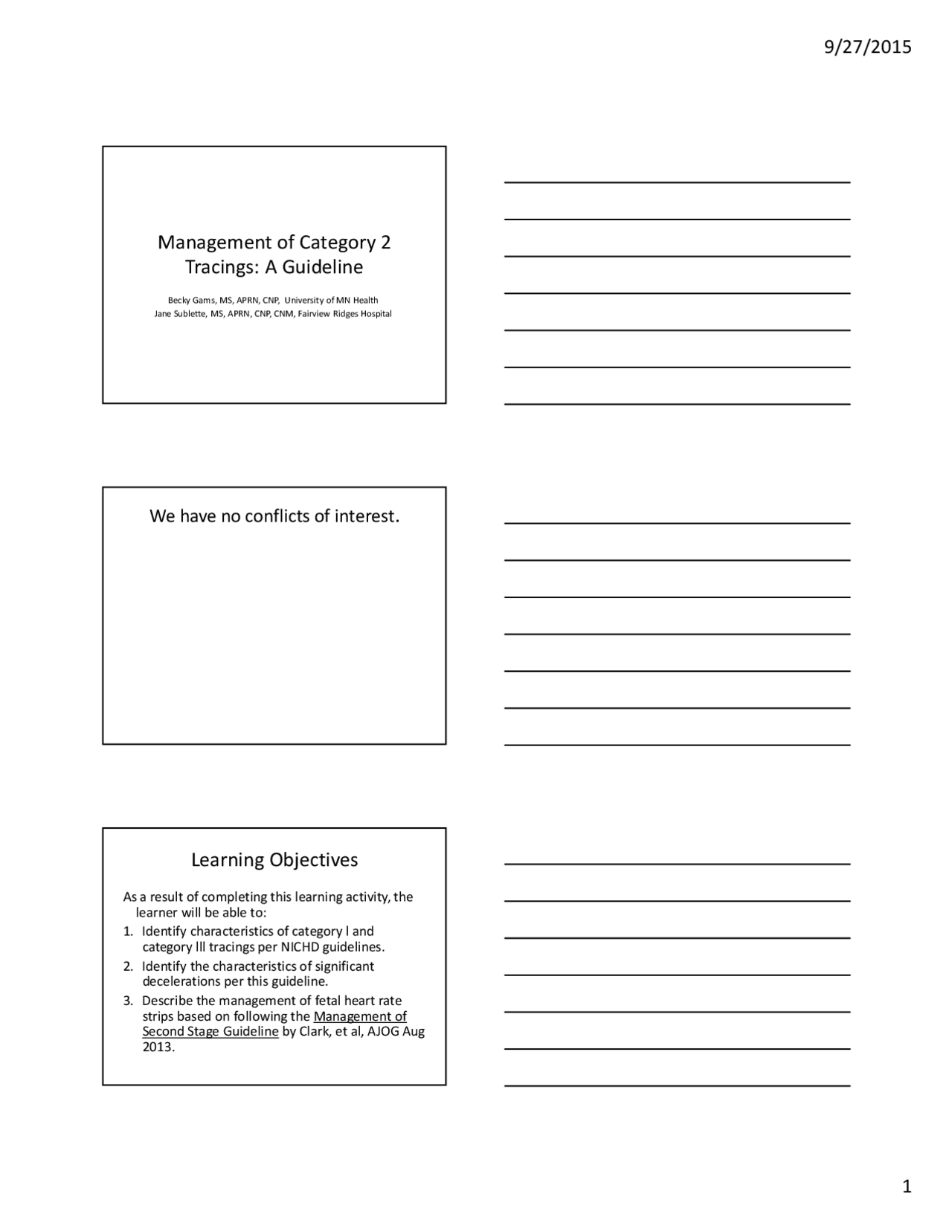 Management of Category 2 Tracings: A Guideline | Exams Nursing | Docsity