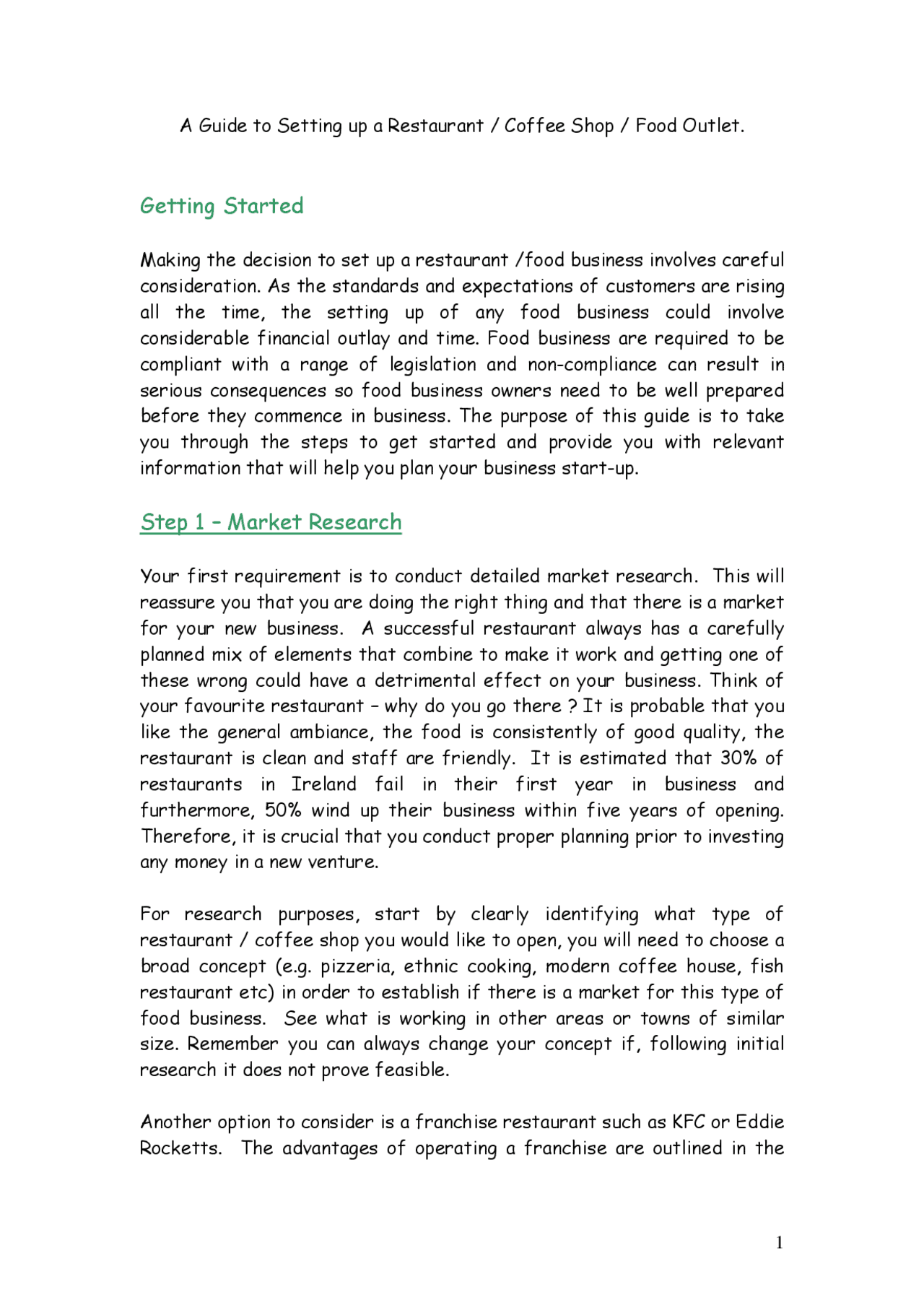 A Guide to Setting up a Restaurant Food Outlet | Lecture notes Business ...