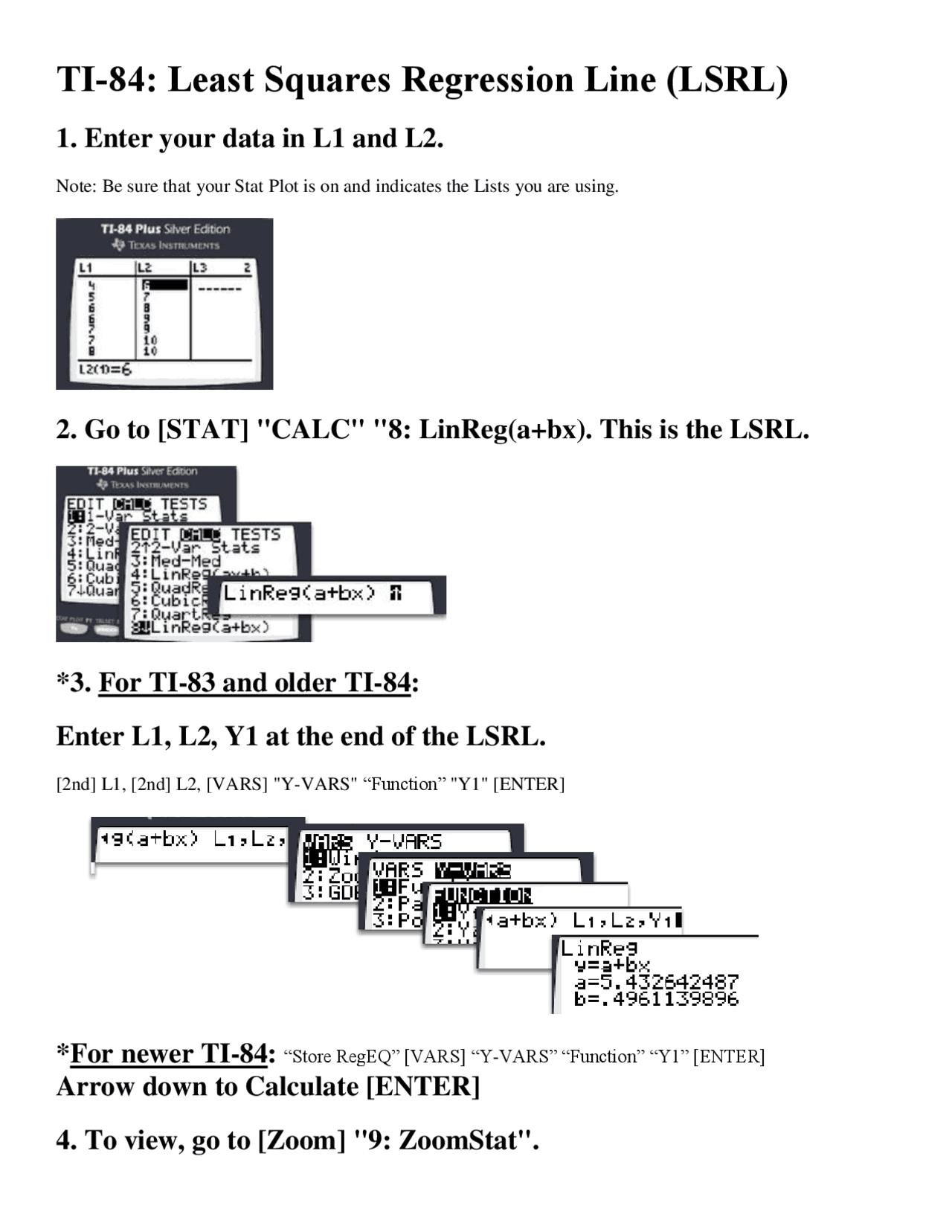 TI-84: Least Squares Regression Line (LSRL) | Apuntes Estadística ...