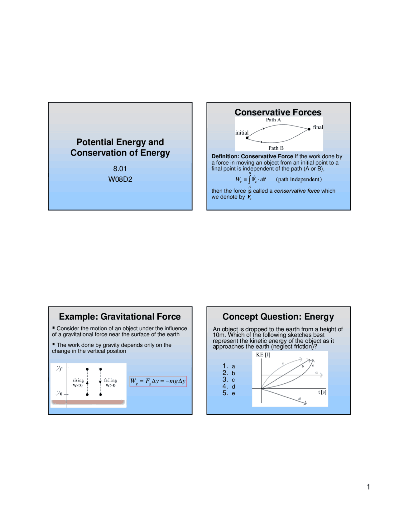 Gravitational Force Concept Question Energy Slides Acting Docsity