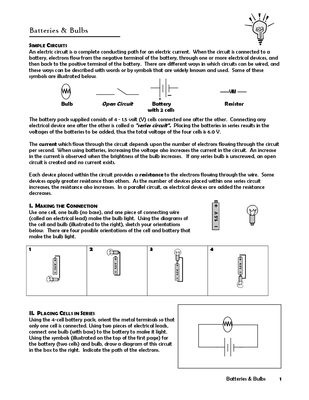 Batteries & Bulbs | Study notes Reasoning | Docsity