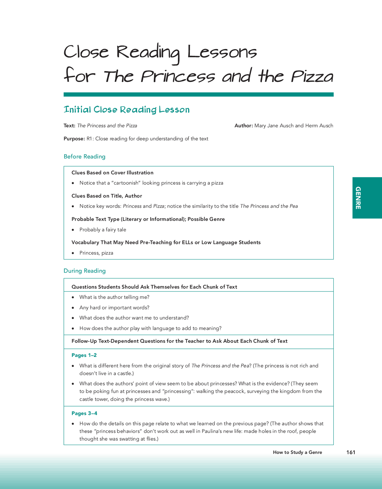 Close Reading Lessons for The Princess and the Pizza | Slides Law | Docsity