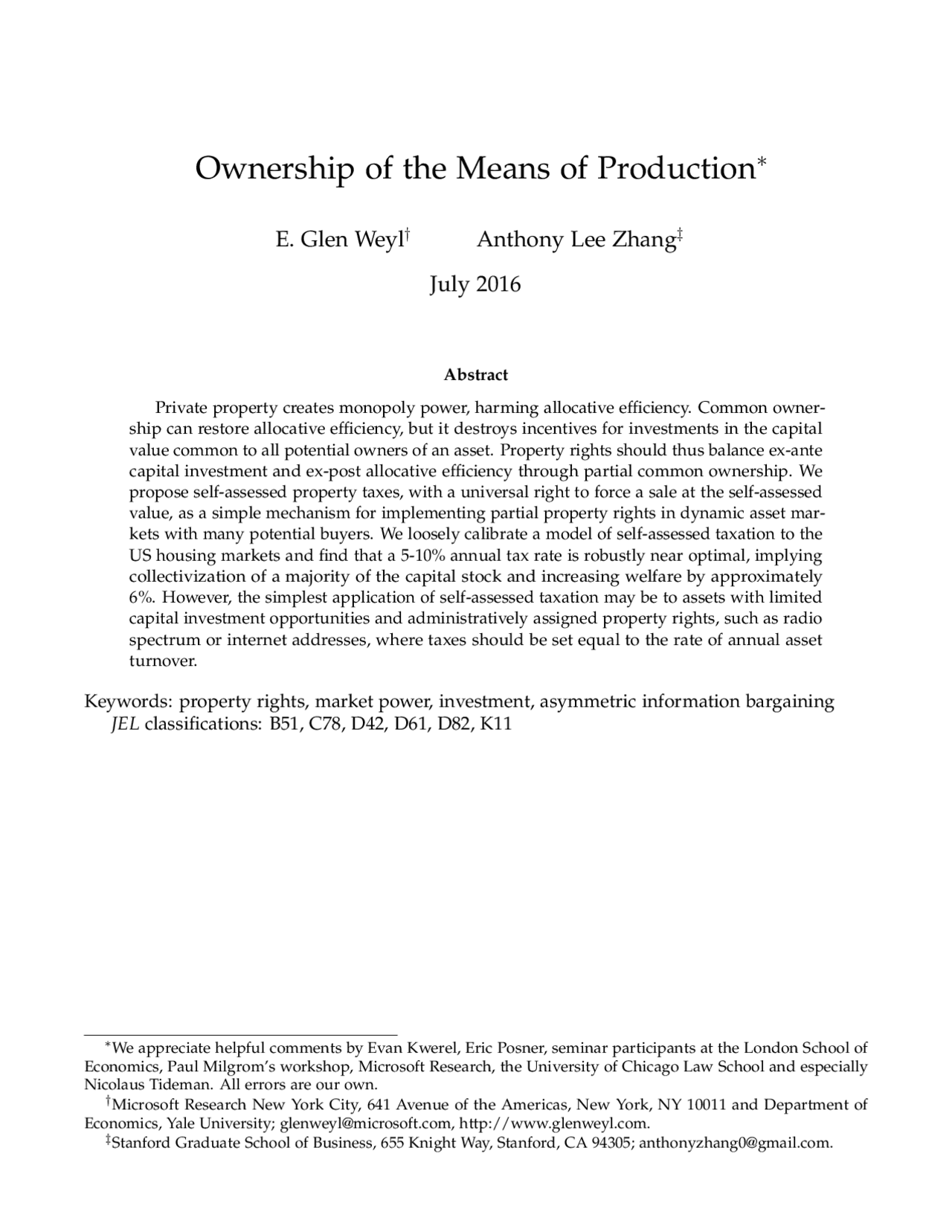 Ownership Of The Means Of Production Lecture Notes Economics Docsity