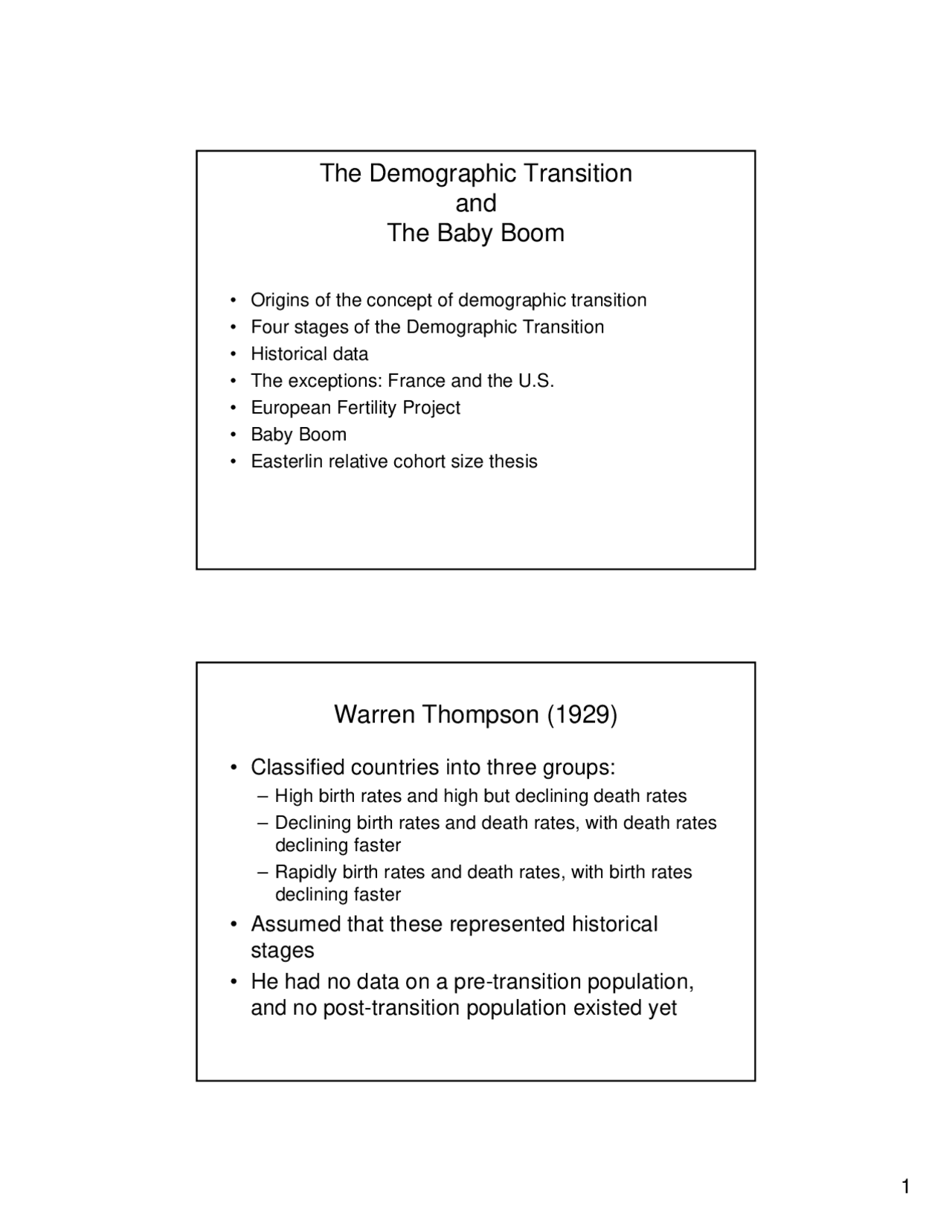 Demographic Transition and the Baby Boom | Lecture notes Statistics ...