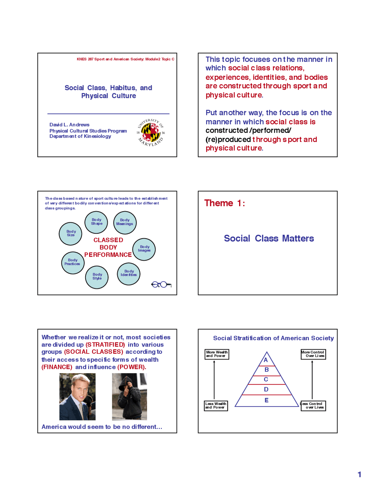 Social Class Matters Theme 1: | Exams Sociology | Docsity