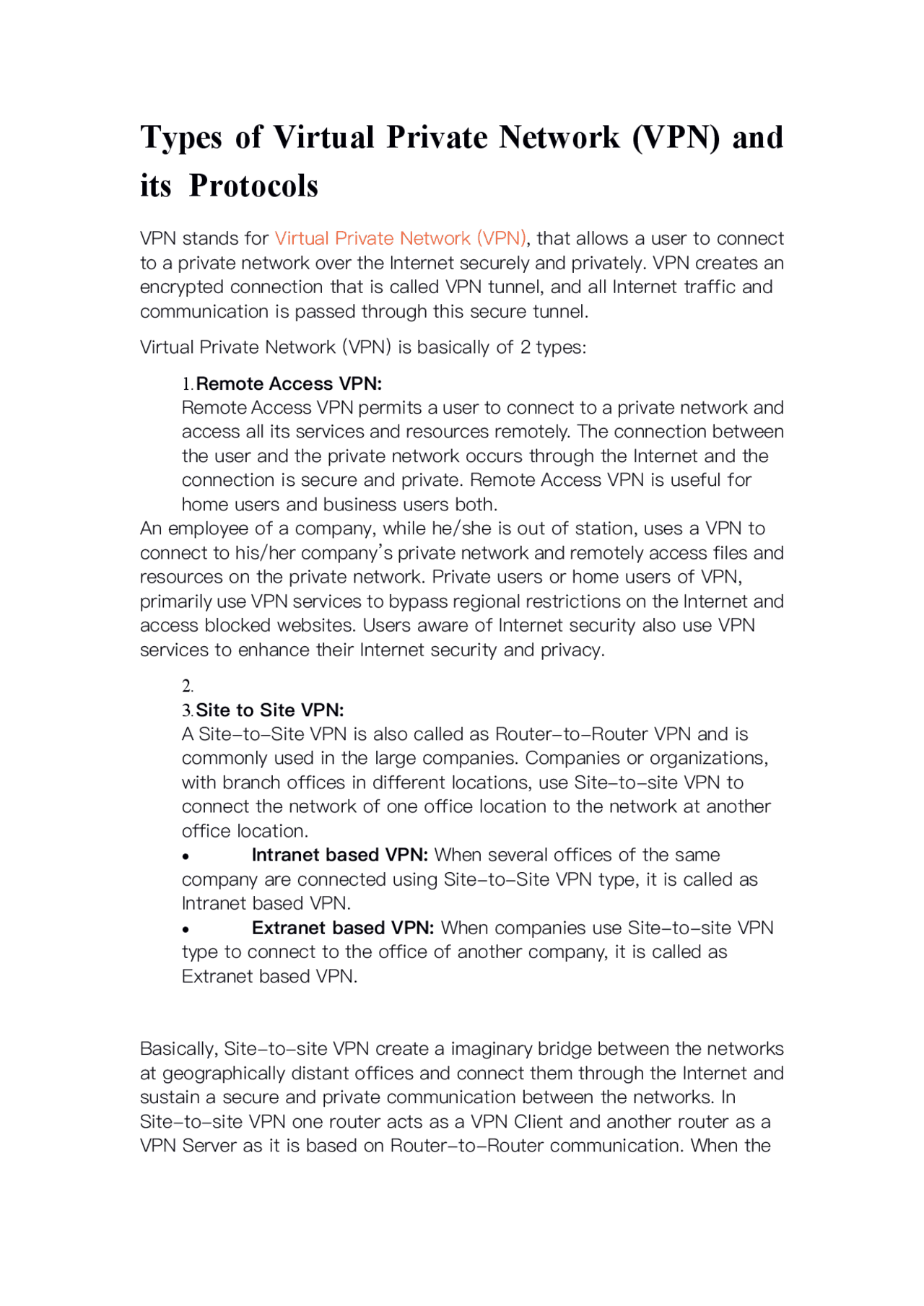 Types of Virtual Private Network (VPN) and its Protocols | Exercises ...