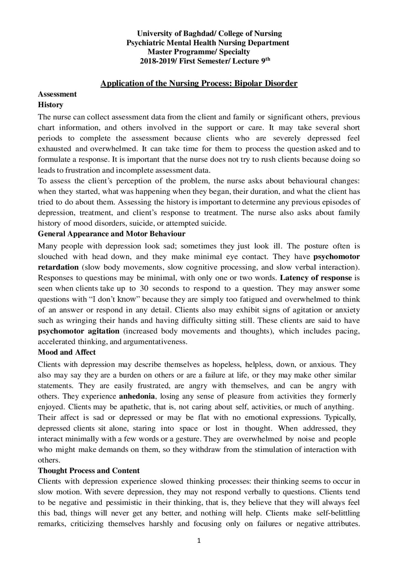 Application of the Nursing Process: Bipolar Disorder | Summaries ...