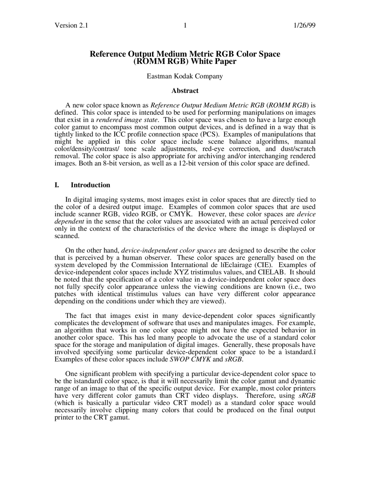 Reference Output Medium Metric RGB Color Space (ROMM ... | Exams ...