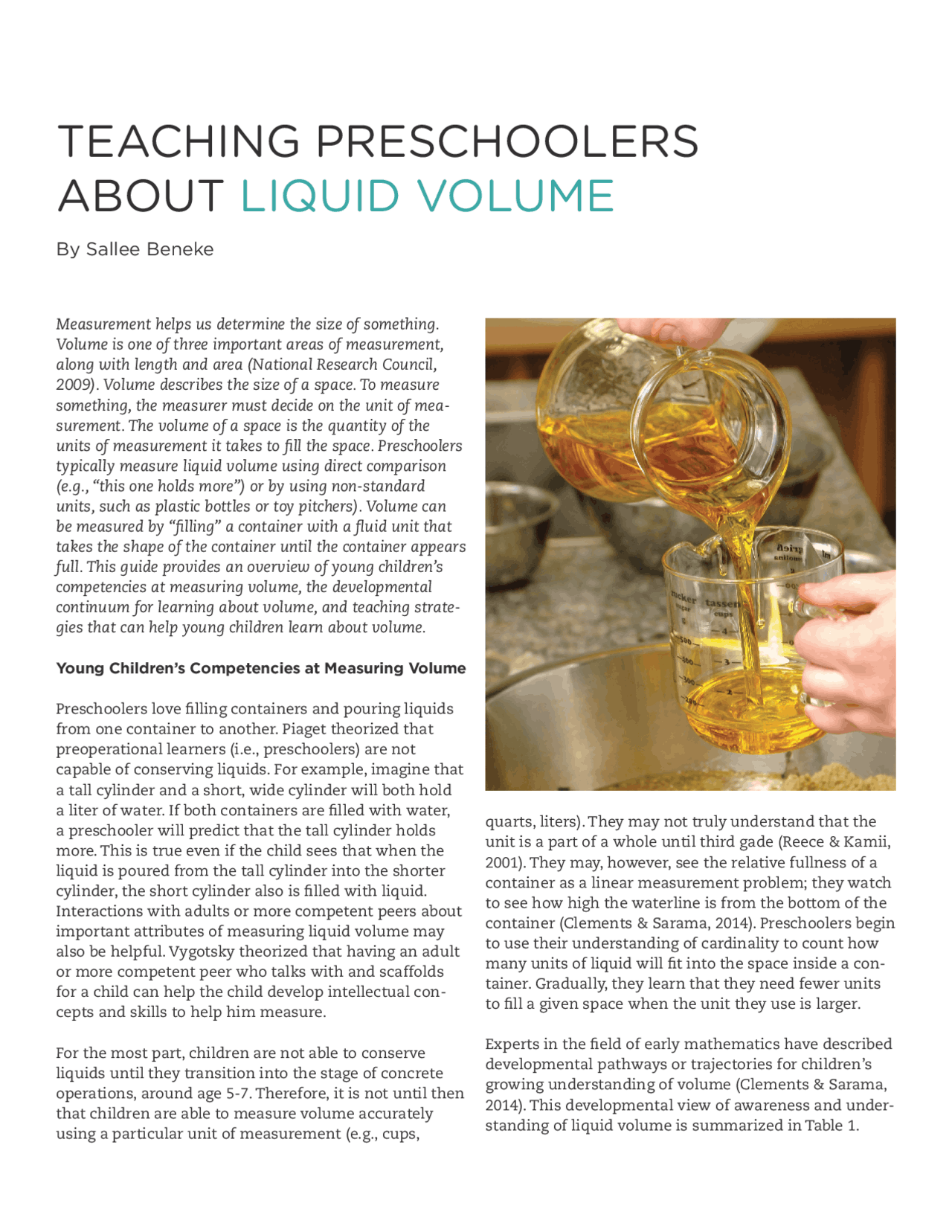 TEACHING PRESCHOOLERS ABOUT LIQUID VOLUME | Lecture notes Mathematics ...