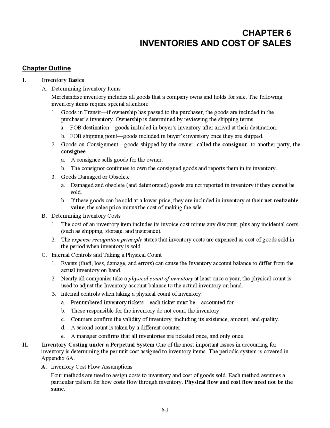 Chapter 6 Inventories And Cost Of Sales Schemes And Mind Maps