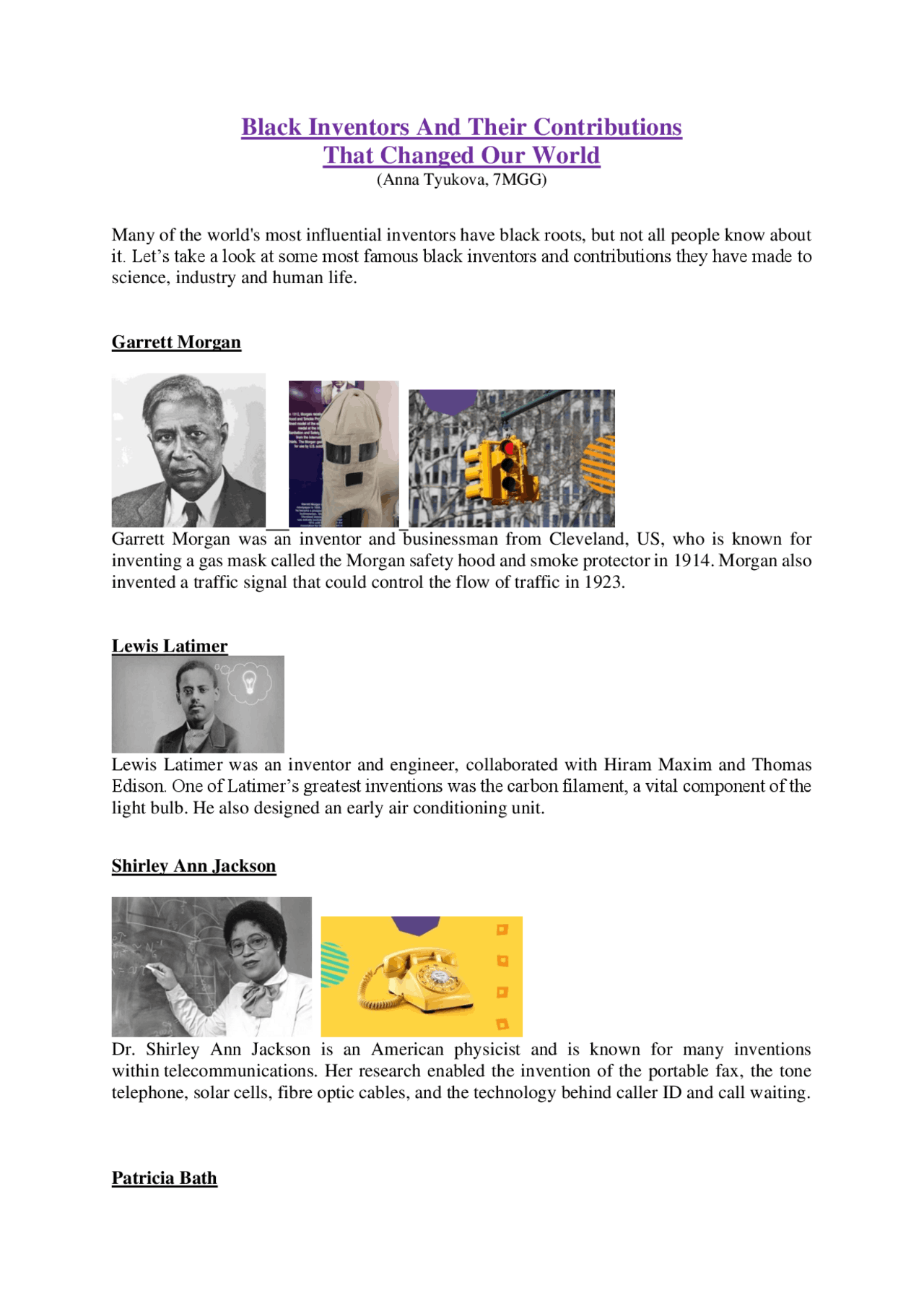 Black Inventors And Their Contributions That Changed Our ... | Exams Robotics | Docsity
