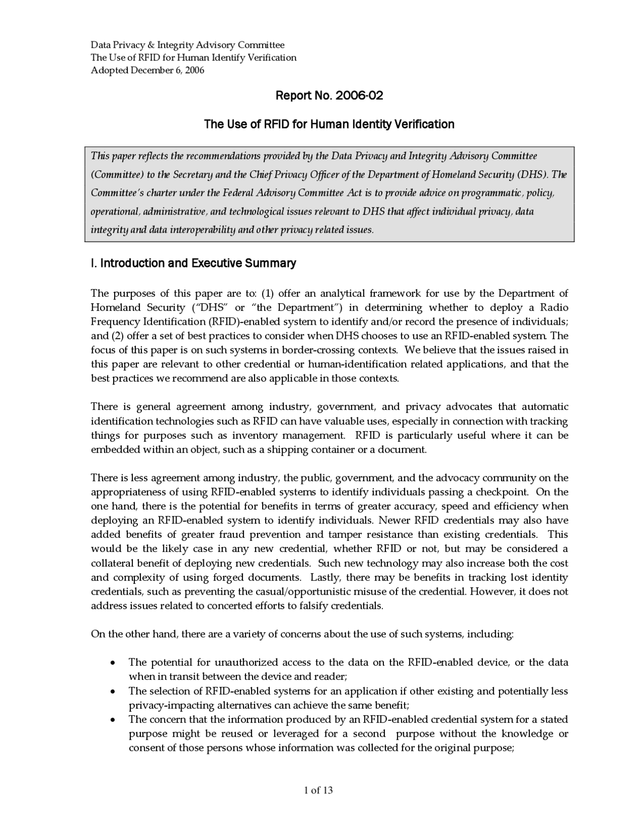 The Use Of Rfid For Human Identity Verification Summaries Technology
