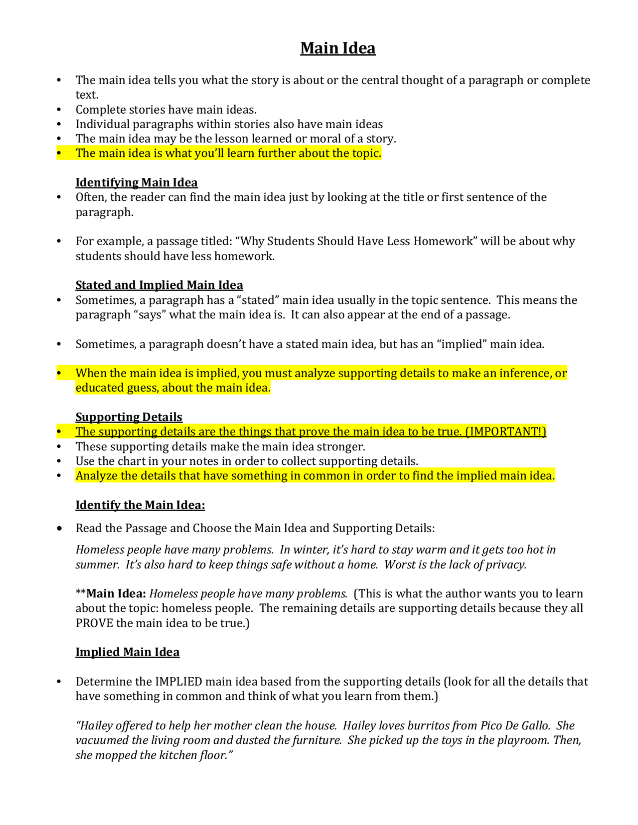 Main Idea Absent Notes Slides History Docsity