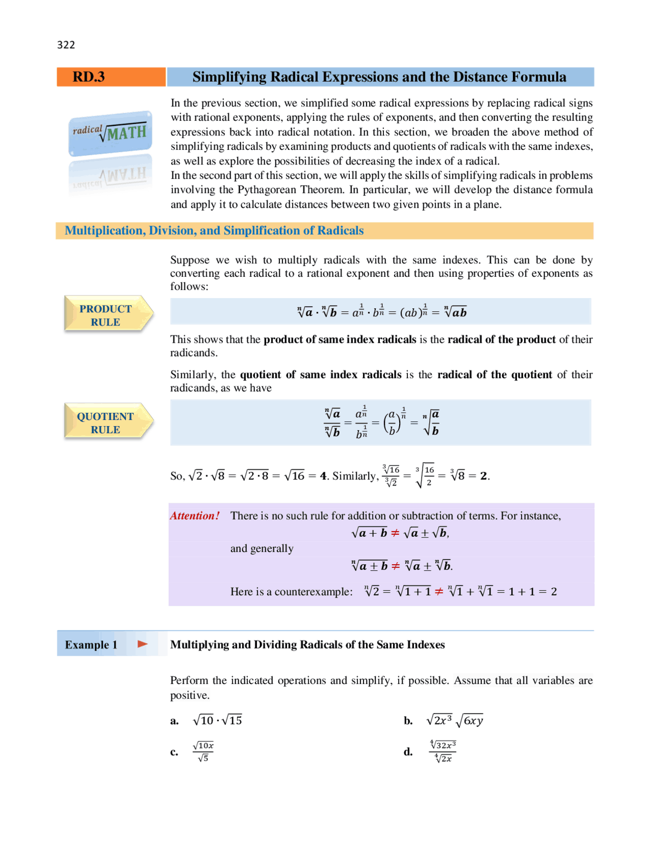 RD.3 Simplifying Radical Expressions and the Distance Formula | Lecture ...