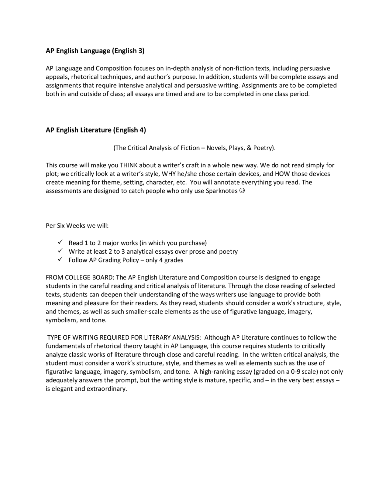 Ap English Language English 3 Exercises English Language Docsity
