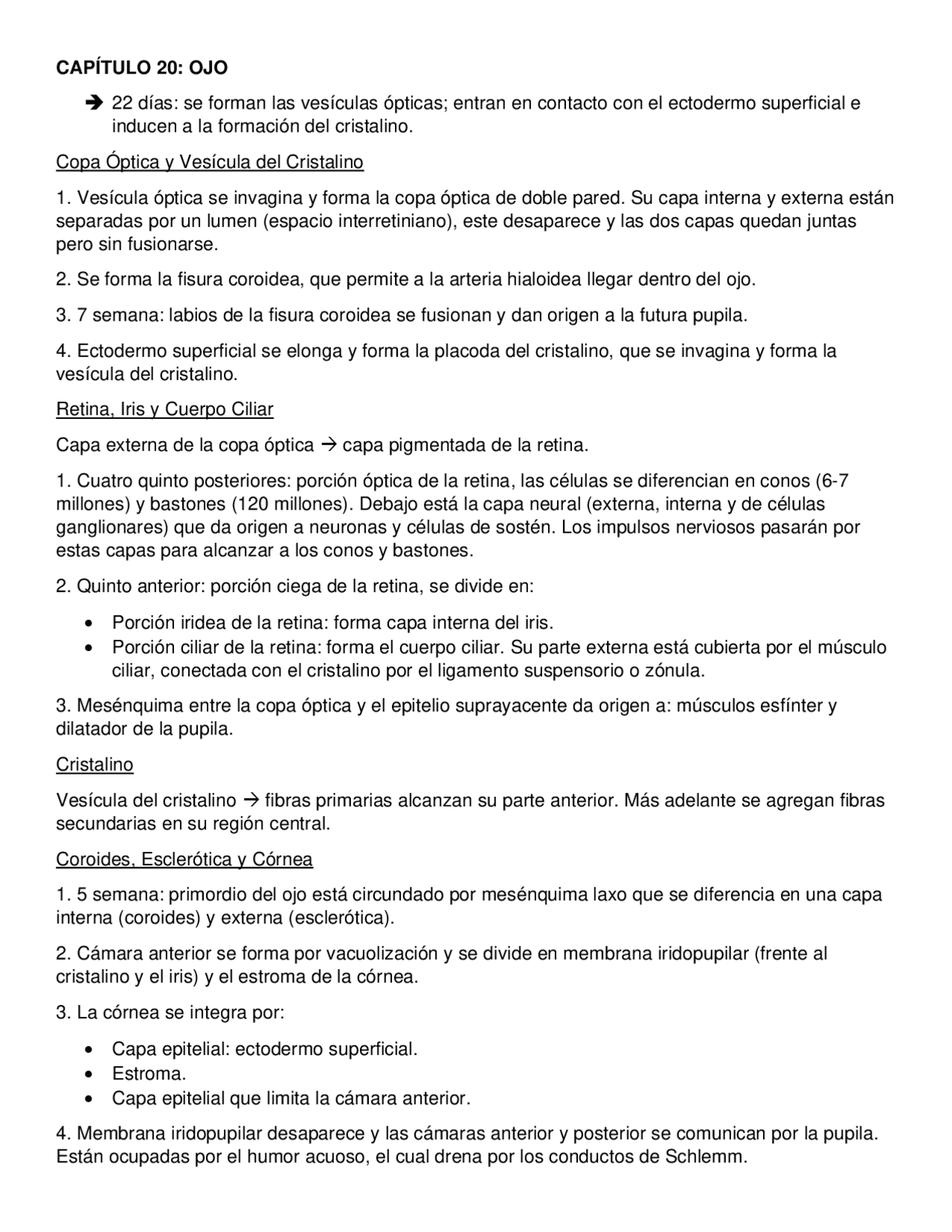 CapÍtulo 20 Del Langman Resúmenes De Embriología Docsity