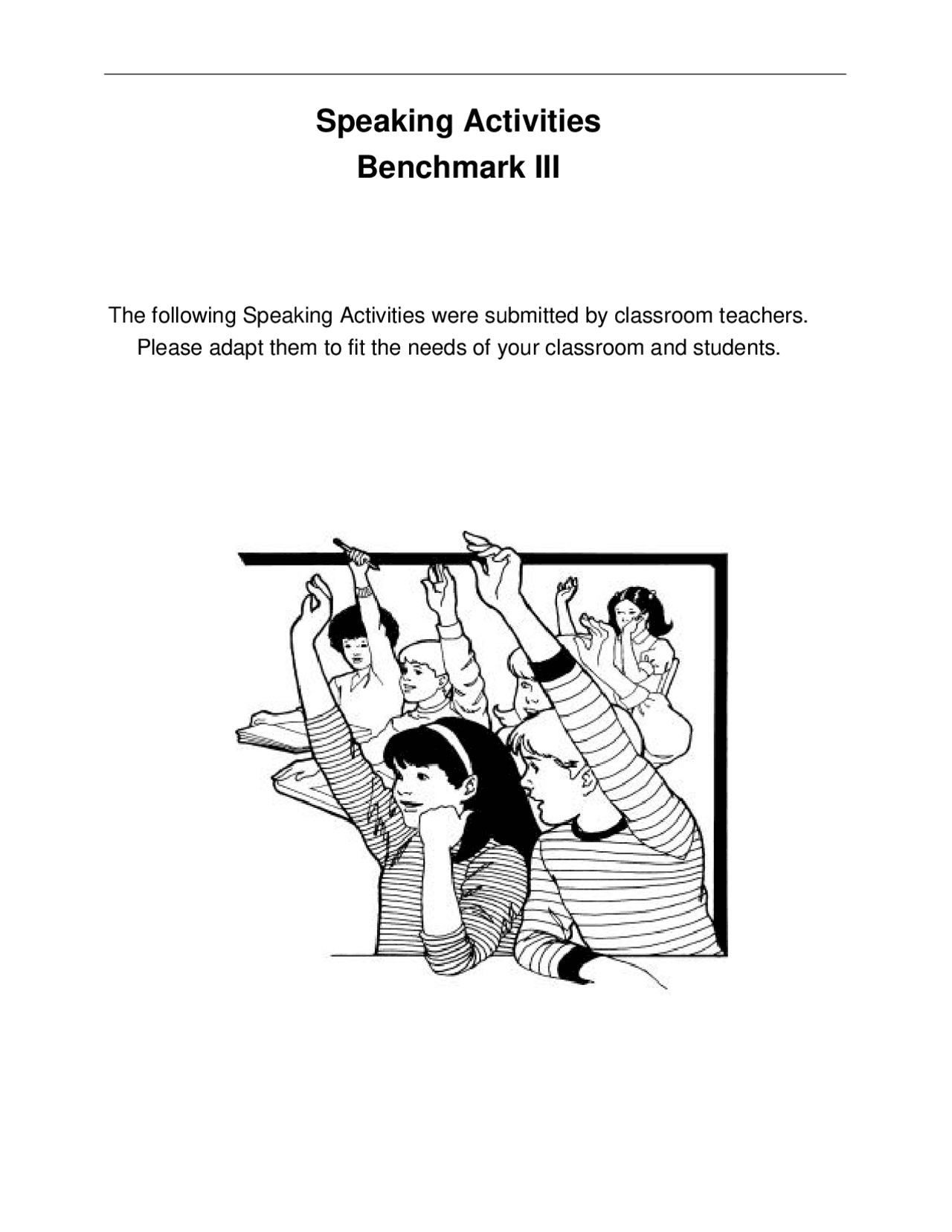 Speaking Activities Benchmark III | Summaries Music | Docsity