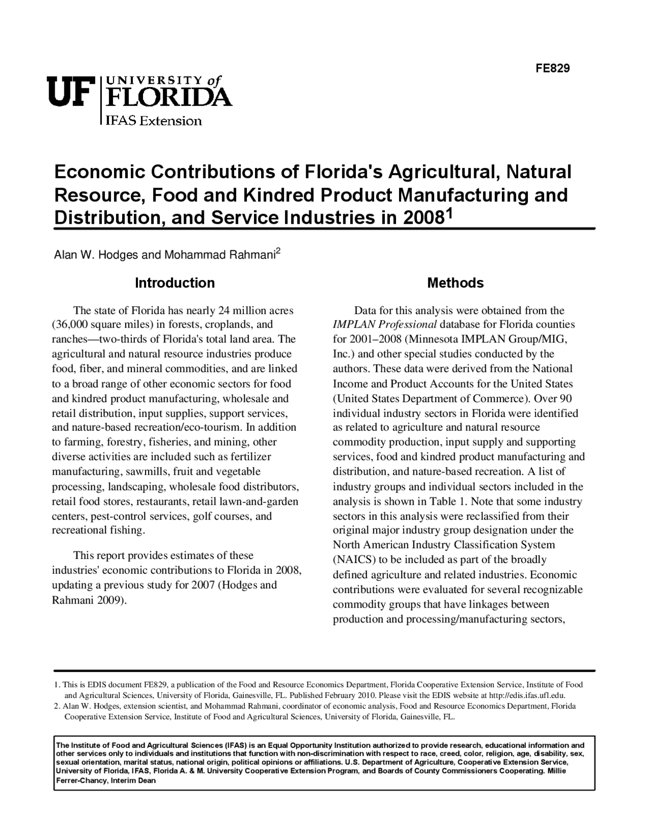 Economic Contributions of Florida's Agricultural, Natural ... | Schemes ...