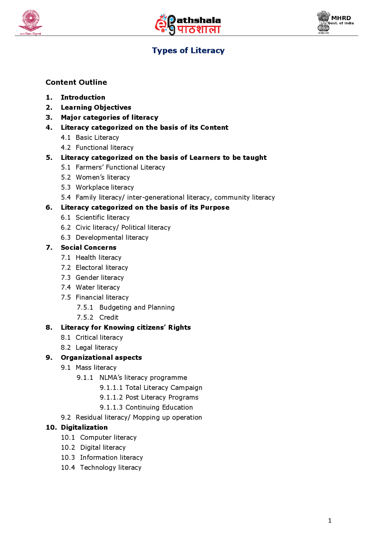 Types Of Literacy Lecture Notes Law Docsity