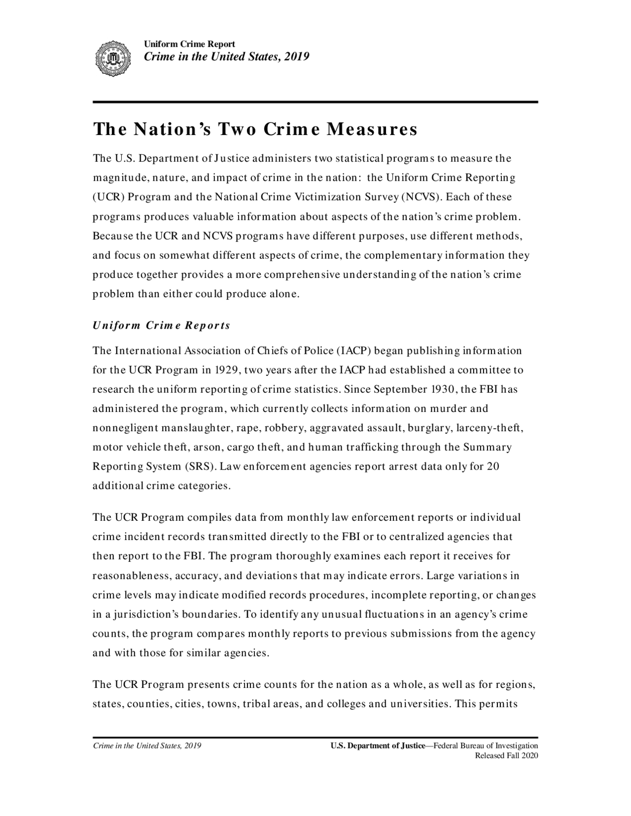 The Nation's Two Crime Measures | Exercises Law | Docsity