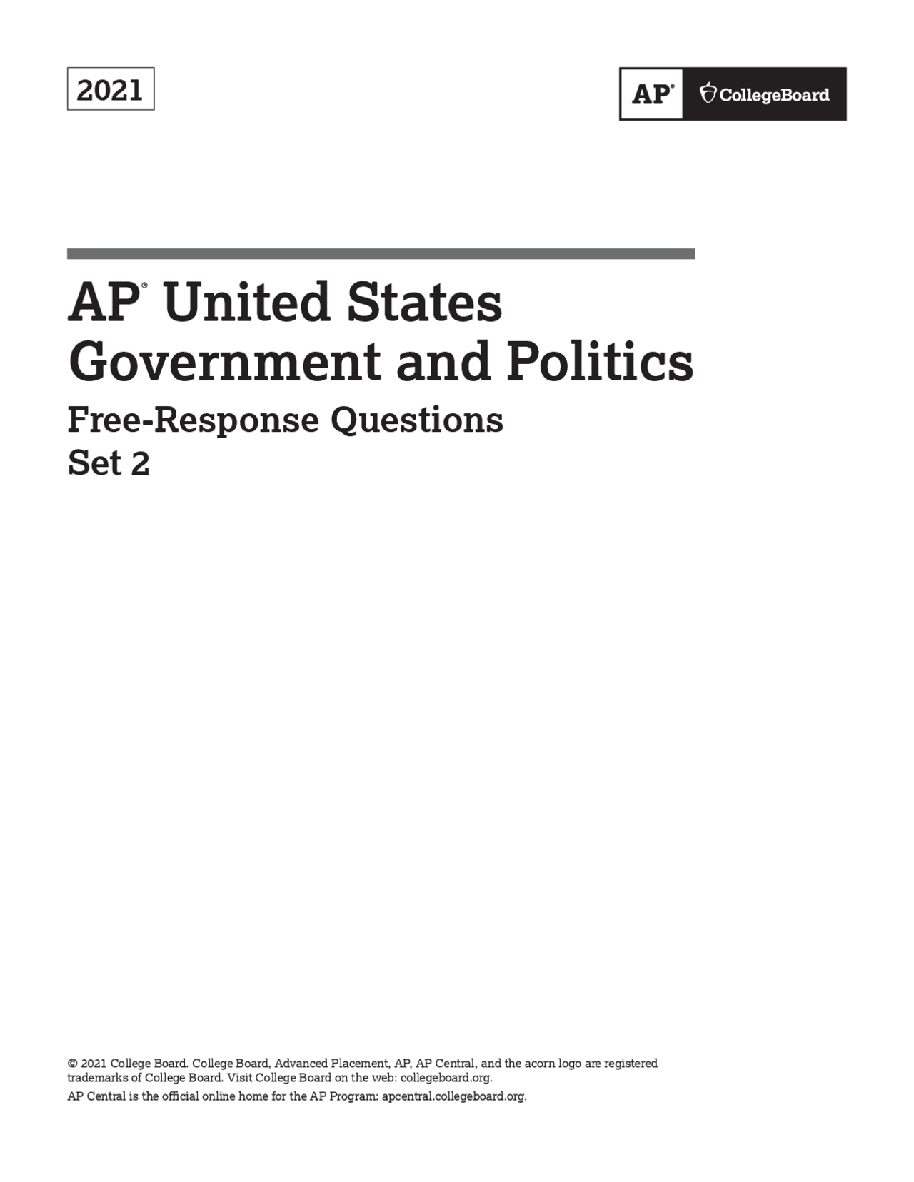 AP United States Government and Politics | Exams Reasoning | Docsity