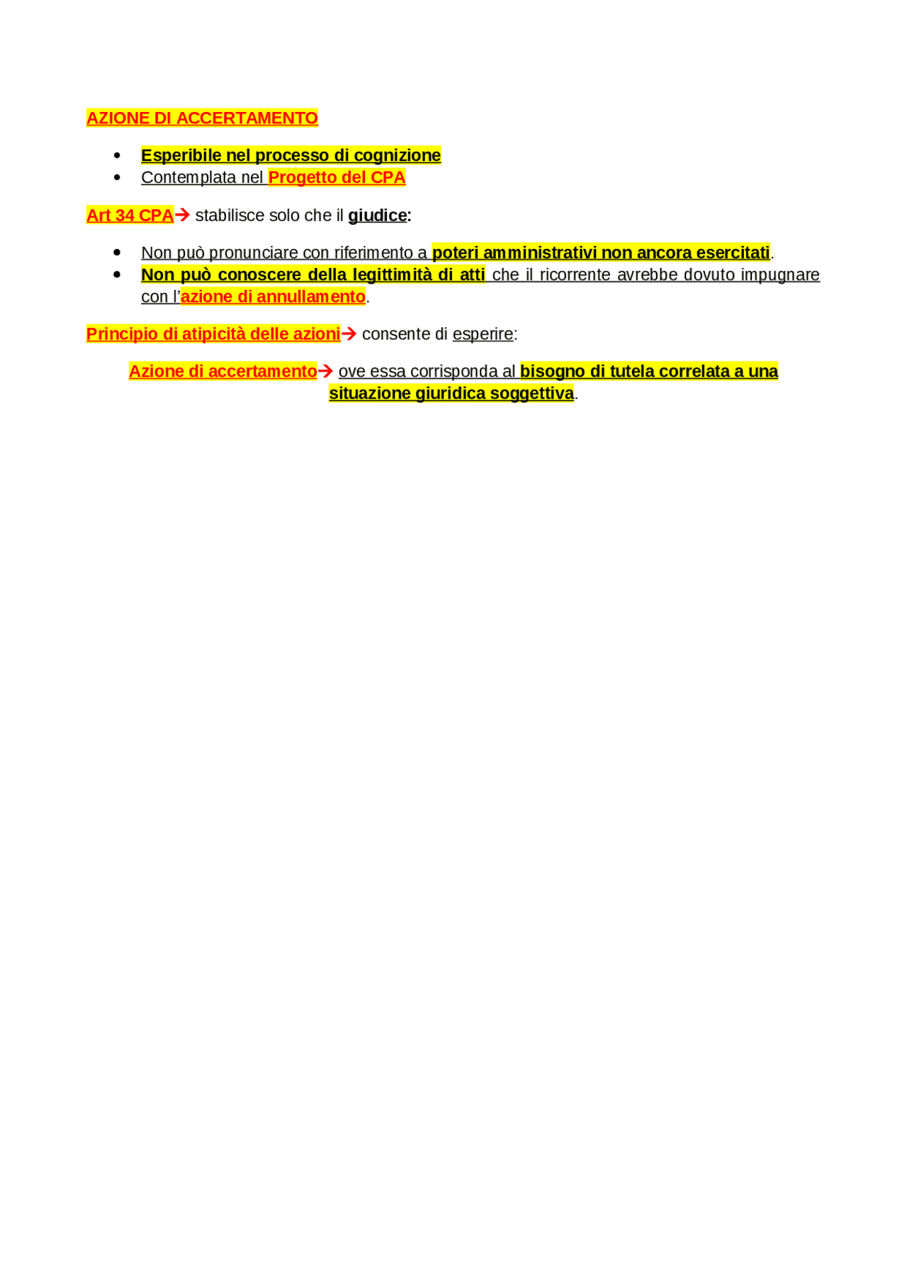 Schema Azione Di Accertamento Schemi E Mappe Concettuali Di Diritto