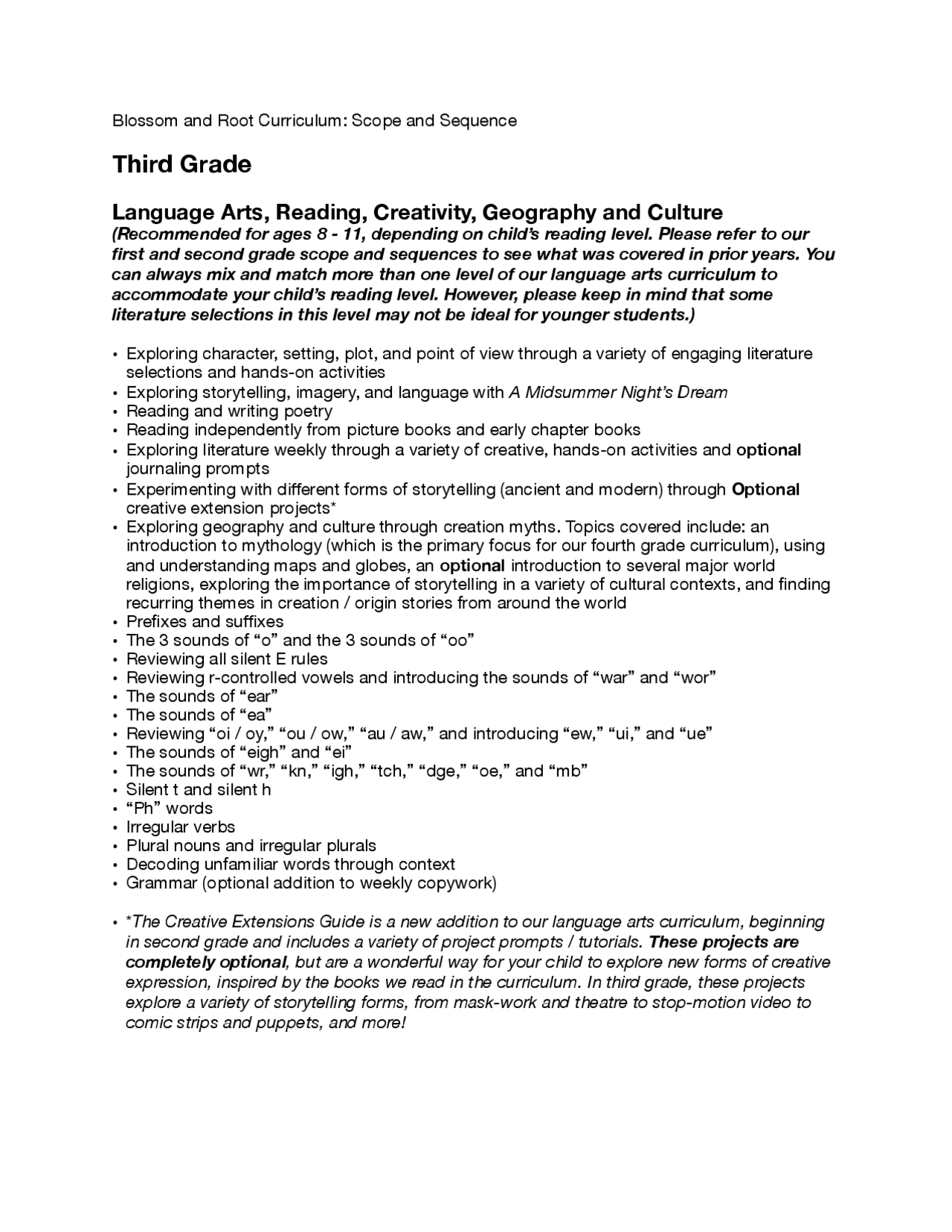 Scope and Sequence- Third Grade | Schemes and Mind Maps Geography | Docsity